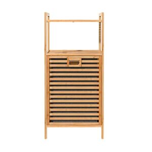 Bamboo Tilt-Out Laundry Hamper Cabinet, Bathroom Storage Cabinet with Basket, Shelves and Handles for Clothes, Bedroom, Bathroom and Closet