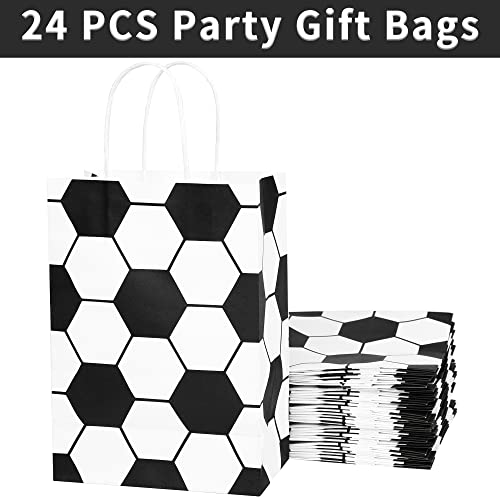 Sawowkuya 24PCS Soccer Ball Treat Bags,Football Party Favor Gift Bags Party Paper,for Kids Soccer Theme Games Day Sports Goody Bags Birthday Party Decorations Supplies