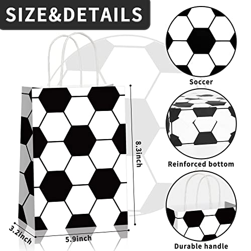 Sawowkuya 24PCS Soccer Ball Treat Bags,Football Party Favor Gift Bags Party Paper,for Kids Soccer Theme Games Day Sports Goody Bags Birthday Party Decorations Supplies