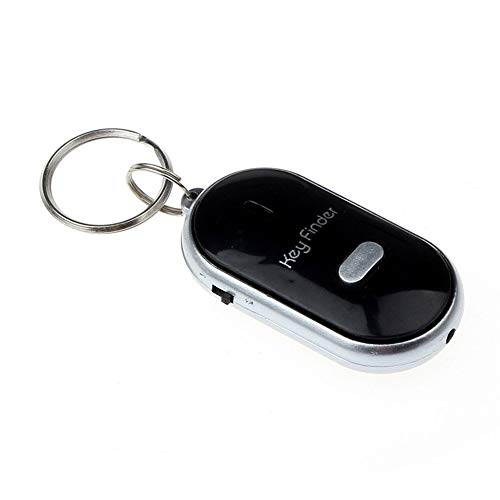 Mllkcao 1PC LED Light Torch Remote Sound Control Lost Key Finder Locator, Keychain Whistle Item Locator Suitable for Seniors Key Locator Device, Black