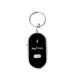 Mllkcao 1PC LED Light Torch Remote Sound Control Lost Key Finder Locator, Keychain Whistle Item Locator Suitable for Seniors Key Locator Device, Black