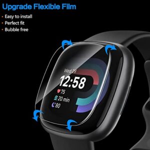 [ 6 Pack ] Compatible for Fitbit Versa 4 / Versa 3 Screen Protector, Fitbit Sense 2 / Sense Screen Protector, YMHML [Upgrade Flexible Film] Soft HD Clear Anti-Scratch Protector for Fitbit Accessories