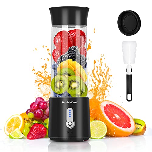 Portable Blender for Shakes and Smoothies,500ml Electric Juicer, 4000mAh Smoothie Blender with BPA-Free Material, USB Rechargeable Fresh Juice Blender for Travel, Gym, Outdoors, and Home, Black