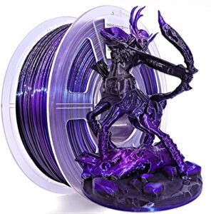 sikenho 3d printer filament, pla filament 1.75mm silk black filament shiny purple blue pla, 3d printing filament 1kg spool (2.2lbs), dimensional accuracy +/- 0.02mm, 3d filament fit most fdm printer