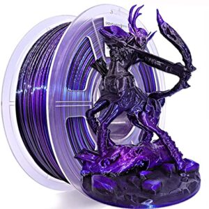 SIKENHO 3D Printer Filament, PLA Filament 1.75mm Silk Black Filament Shiny Purple Blue PLA, 3D Printing Filament 1kg Spool (2.2lbs), Dimensional Accuracy +/- 0.02mm, 3D Filament Fit Most FDM Printer