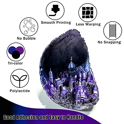 SIKENHO 3D Printer Filament, PLA Filament 1.75mm Silk Black Filament Shiny Purple Blue PLA, 3D Printing Filament 1kg Spool (2.2lbs), Dimensional Accuracy +/- 0.02mm, 3D Filament Fit Most FDM Printer