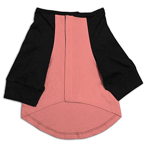 Ruse. Pet Clothes Bosspup Printed Full Sleevess Round Neck Raglan Dog Streetwear T-Shirt/Tees Apparel for Dogs.-Salmon/Black