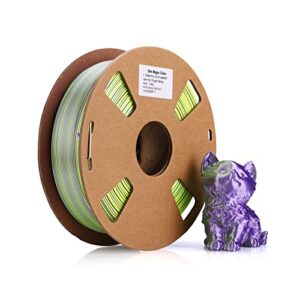 tumbler pla 3d printer filament, silk magic multi color 1.75mm dimensional accuracy +/- 0.03mm 2.2 lbs/ 1kg spool, 3d printing filament purple yellow