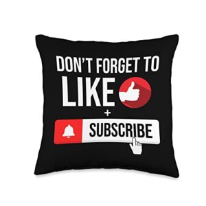 charlian minds - like subscribe content vlogger social media influencer like subscribe video content vlogger throw pillow, 16x16, multicolor