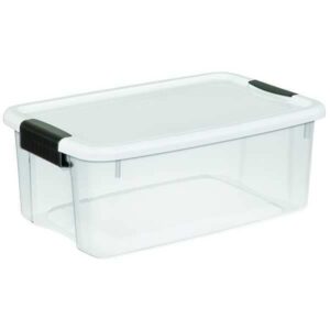 mdmprint clear/white storage tote 18 1/8 in x 12 1/4 in x 7 in h, 1 pk