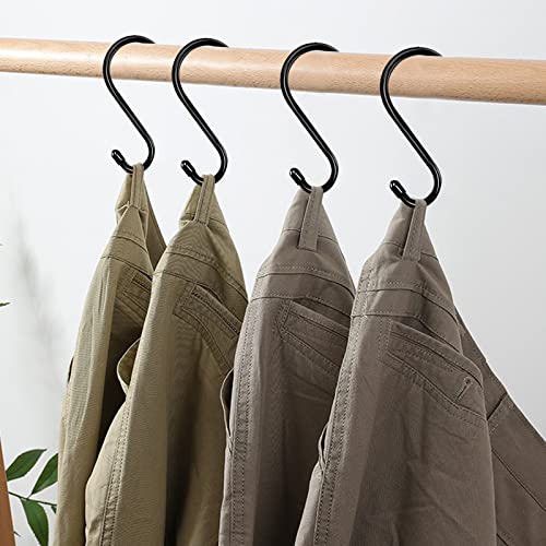 Gutapo 6 Pack Black Large Rubberized Coated S Hooks Non-Slip Heavy Duty Closet Patio Hanger for Hanging Plants Clothes Purses Backpacks Hats Tote Towels Bird Feeders Kitchenware Cups