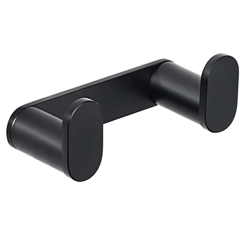 Alise Double Towel Hooks Bathroom Robe Clothes Hook Wall Mount Utility Hook,SUS304 Stainless Steel Matte Black