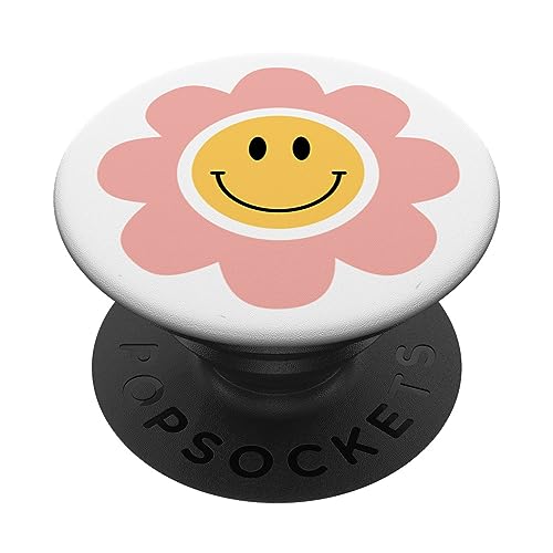 Yellow Smile Face Cute Daisy Groovy 70s PopSockets Standard PopGrip