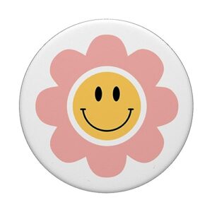 Yellow Smile Face Cute Daisy Groovy 70s PopSockets Standard PopGrip