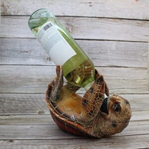 sea turtle bottle holder turtle figurine natural color turtle wine bottle holder