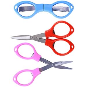 3 pcs folding scissors,portable mini travel trip scissors,safety foldable small scissors,crafting scissors,stainless steel telescopic cutter used for home office,school, camping