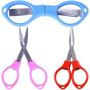 3 Pcs Folding Scissors,Portable Mini Travel Trip Scissors,Safety Foldable Small Scissors,Crafting Scissors,Stainless Steel Telescopic Cutter Used for Home Office,School, Camping