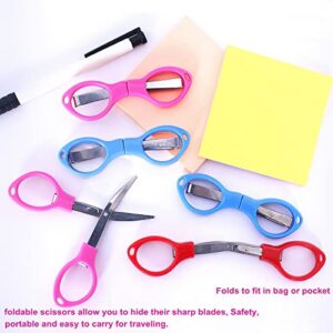 3 Pcs Folding Scissors,Portable Mini Travel Trip Scissors,Safety Foldable Small Scissors,Crafting Scissors,Stainless Steel Telescopic Cutter Used for Home Office,School, Camping