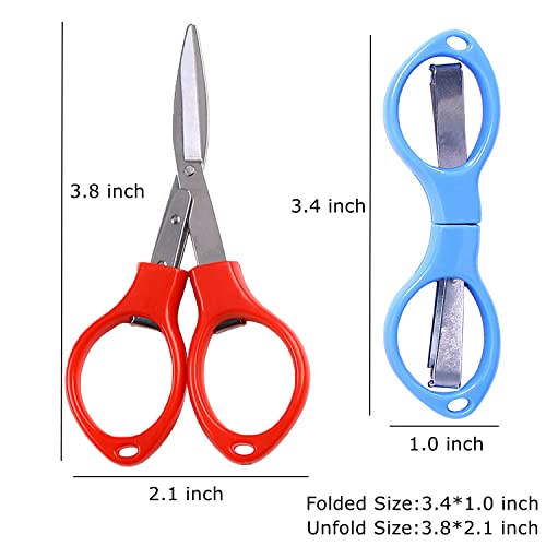 3 Pcs Folding Scissors,Portable Mini Travel Trip Scissors,Safety Foldable Small Scissors,Crafting Scissors,Stainless Steel Telescopic Cutter Used for Home Office,School, Camping