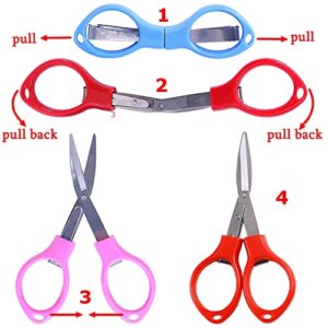 3 Pcs Folding Scissors,Portable Mini Travel Trip Scissors,Safety Foldable Small Scissors,Crafting Scissors,Stainless Steel Telescopic Cutter Used for Home Office,School, Camping