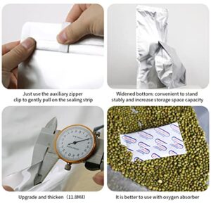 Momtail 10 Pcs 5 Gallon Mylar Bags with Oxygen Absorbers(2500cc),11.8 Mil Thickness Mylar Bags for Food Storage,Heat Sealable,Zipper Resealable,Stand-Up Mylar Bags(27” x 17”)