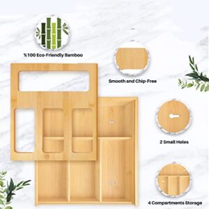 Ziplock Bag Storage Organizer, Bamboo Food Storage Bag Organizer for Kitchen Drawer Compatible with Gallon, Quart, Sandwich and Snack Variety Size Bag