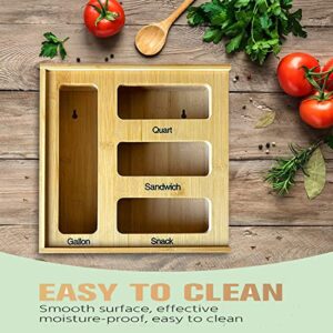 Ziplock Bag Storage Organizer, Bamboo Food Storage Bag Organizer for Kitchen Drawer Compatible with Gallon, Quart, Sandwich and Snack Variety Size Bag