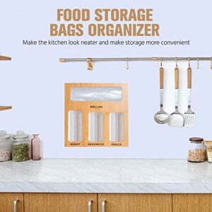 Ziplock Bag Storage Organizer, Bamboo Food Storage Bag Organizer for Kitchen Drawer Compatible with Gallon, Quart, Sandwich and Snack Variety Size Bag