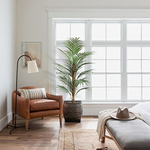 Chantoo Artificial Areca Palm Tree 5FT Fake Tropical Palm Plant with Realistic Artificial Leaves in Pot Faux Plant for Indoor Outdoor Home Patio Office Modern Decor 2Pack