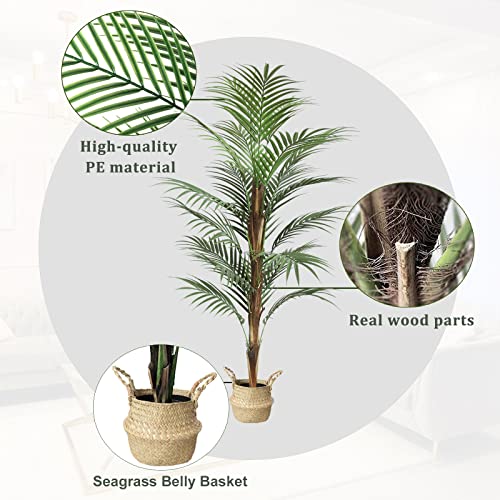 Chantoo Artificial Areca Palm Tree 5FT Fake Tropical Palm Plant with Realistic Artificial Leaves in Pot Faux Plant for Indoor Outdoor Home Patio Office Modern Decor 2Pack