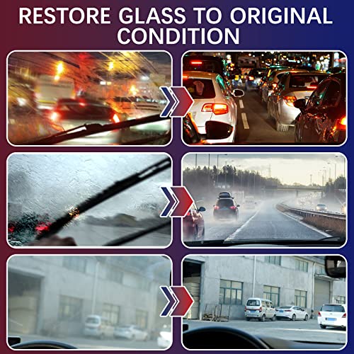 Car Glass Cleaner with Sponge, Car Glass Oil Film Cleaner, Water Spot Remover, Glass Cleaner for Auto and Home Eliminates Coatings, Bird Droppings, and More to Polish and Restore Glass to Clear (150g)