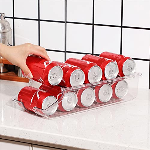 PENGKE Refrigerator Organizer Bin,Soda Can Holder Dispenser Storage Bins for Fridge, Pantry,Kitchen,BPA-Free,Clear(1-Pack)