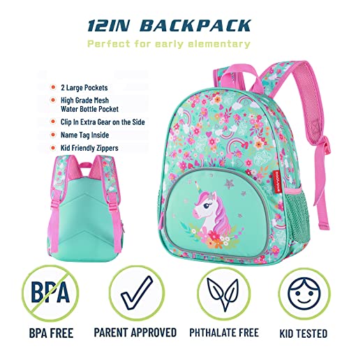 Daaupus 12-Inch Preschool Backpack for Girls, Kids Backpack for Boys & Girls, Perfect for Daycare and Preschool, Age 2-5 Years