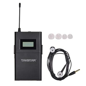 PENCHEN WPM-200R UHF Wireless Audio System Receiver LCD Display 6 Selectable Channels 50m Transmission Distance with in-Ear Headphones