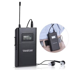 PENCHEN WPM-200R UHF Wireless Audio System Receiver LCD Display 6 Selectable Channels 50m Transmission Distance with in-Ear Headphones