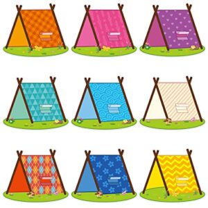 45 pcs woodland pup tents cut-outs for camping bulletin board classroom decor woodland theme party decoration, 9 styles