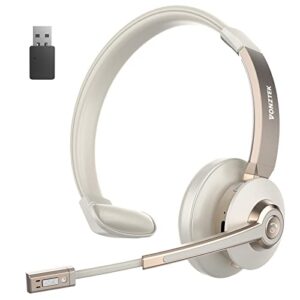 wireless headset, bluetooth headphones with microphone noise canceling with usb dongle & mic mute, trucker bluetooth headset for cell phone computer office call center skype zoom conference