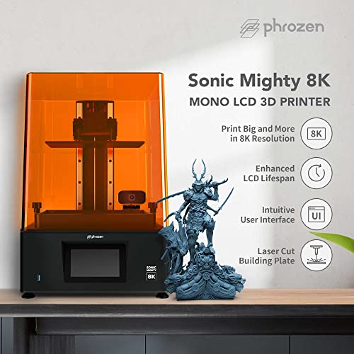 phrozen Sonic Mighty 8K LCD Resin 3D Printer, Monochrome/Mono LCD Screen, Mass-Produce 3D Printed Models with Ultra-high 8K Resolution, L21.8 x W12.3 x H23.5 Printing Volume