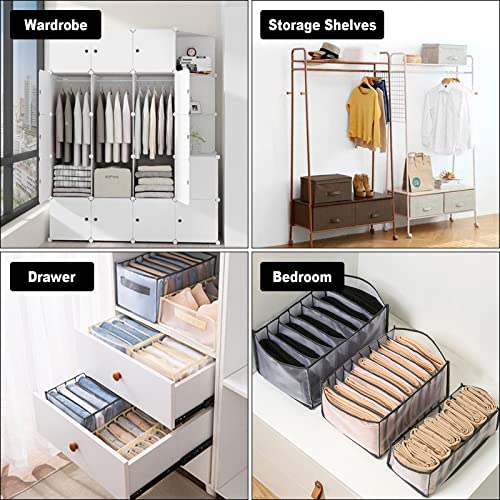 LANSKYWARE 3 PCs Drawer Organizers for Clothing,Clothes Drawer Mesh Separation Box,Wardrobe Folding Clothes Organizer Drawer Organizers,Storage Clothes Compartment Organizer for Pants Jeans T Shirt