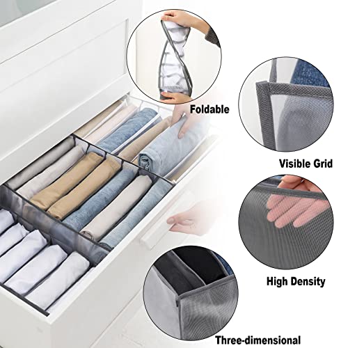 LANSKYWARE 3 PCs Drawer Organizers for Clothing,Clothes Drawer Mesh Separation Box,Wardrobe Folding Clothes Organizer Drawer Organizers,Storage Clothes Compartment Organizer for Pants Jeans T Shirt