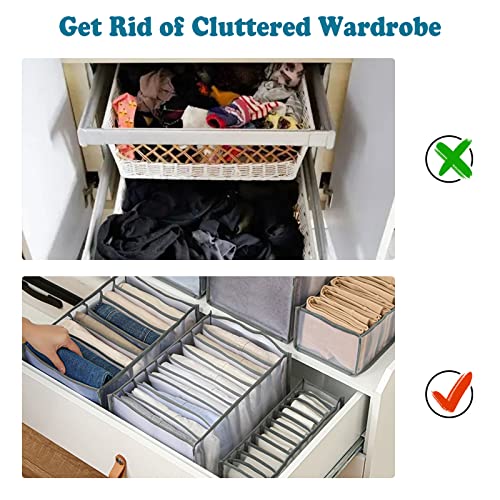 LANSKYWARE 3 PCs Drawer Organizers for Clothing,Clothes Drawer Mesh Separation Box,Wardrobe Folding Clothes Organizer Drawer Organizers,Storage Clothes Compartment Organizer for Pants Jeans T Shirt