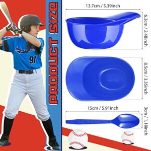 Nuogo Baseball Helmet Ice Cream Snack Bowl and Disposable Taster Spoons Set Mini Baseball Party Favors Small Dessert Ice Cream Bowls Serving Candy Sundae Cups for Ice Cream Sundae Party Supplies (12)