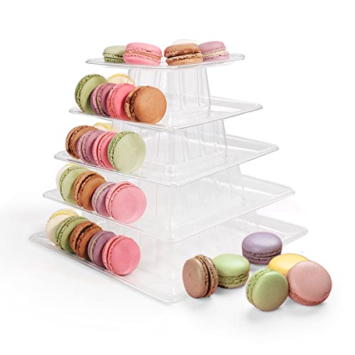 5 Tiers Square Macaron Tower Stand Cake Display Rack Cupcake Stand Desserts Display for Wedding Birthday Party Decor