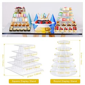 5 Tiers Square Macaron Tower Stand Cake Display Rack Cupcake Stand Desserts Display for Wedding Birthday Party Decor