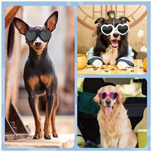 FUNUPUP Dog Sunglasses Small Breed Dog Goggles UV Protection Glasses with Adjustable Strap Heart Shape Anti-Fog Eyewear Windproof Glasses for Pet Dogs Puppy (Black)