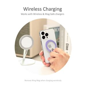 iRing Mag, Magnetic Phone Ring Holder, Kickstand, Grip for MagSafe, Wireless Charging Compatible with iPhone, Galaxy, and Other Smartphones with MagSafe Case (Pale Violet)