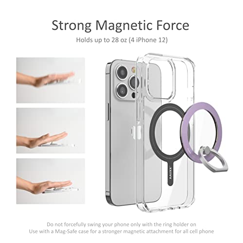 iRing Mag, Magnetic Phone Ring Holder, Kickstand, Grip for MagSafe, Wireless Charging Compatible with iPhone, Galaxy, and Other Smartphones with MagSafe Case (Pale Violet)