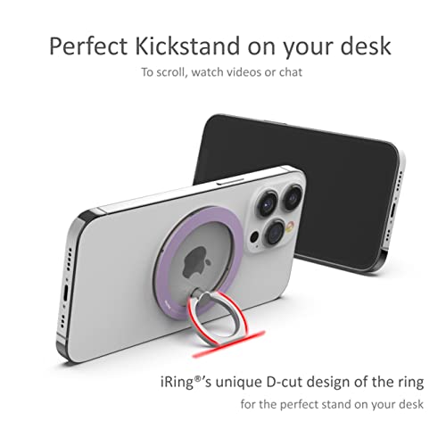 iRing Mag, Magnetic Phone Ring Holder, Kickstand, Grip for MagSafe, Wireless Charging Compatible with iPhone, Galaxy, and Other Smartphones with MagSafe Case (Pale Violet)