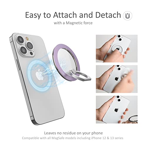 iRing Mag, Magnetic Phone Ring Holder, Kickstand, Grip for MagSafe, Wireless Charging Compatible with iPhone, Galaxy, and Other Smartphones with MagSafe Case (Pale Violet)