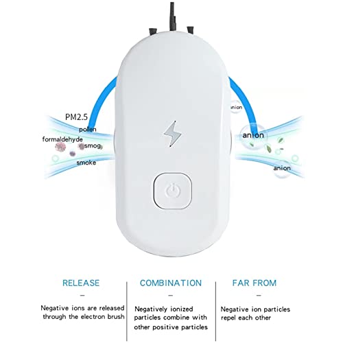 Mini Portable Personal Air Purifier Necklace with USB Rechargeable, Air Ionizer Eliminates for Bedroom, Airplane, Pollen, Smoke, Dust Outdoor, Travel